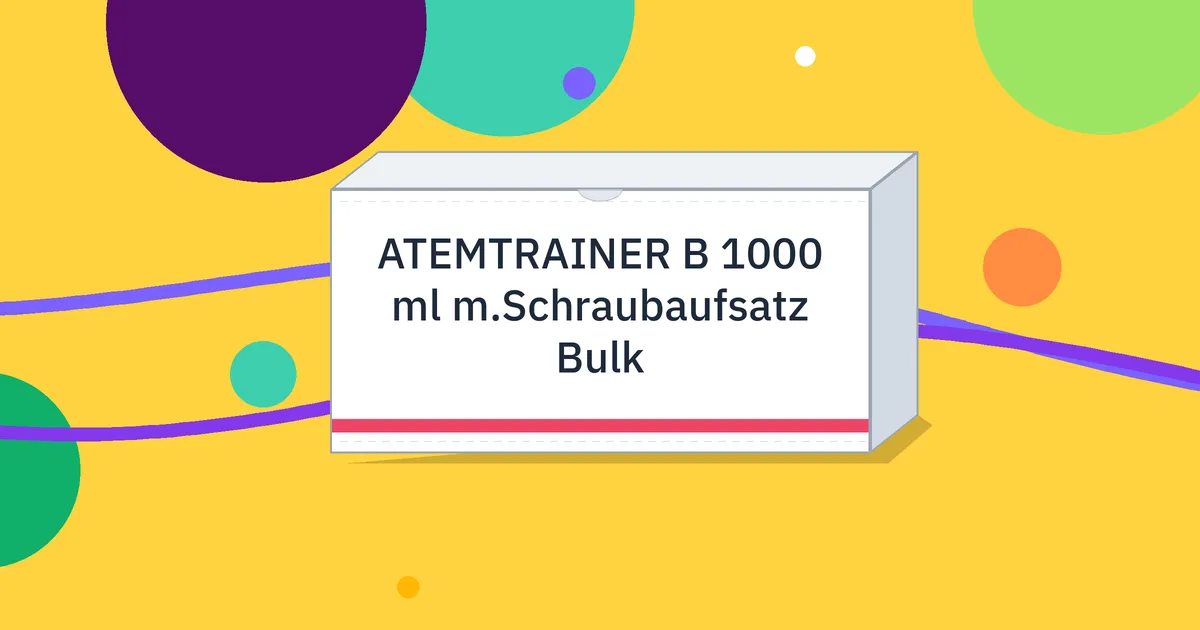 Symbolbild: Packung mit der Aufschrift ATEMTRAINER B 1000 ml m.Schraubaufsatz Bulk (PZN 17485266) – Verfügbarkeit und Bezug in Apotheken in Frankfurt am Main
