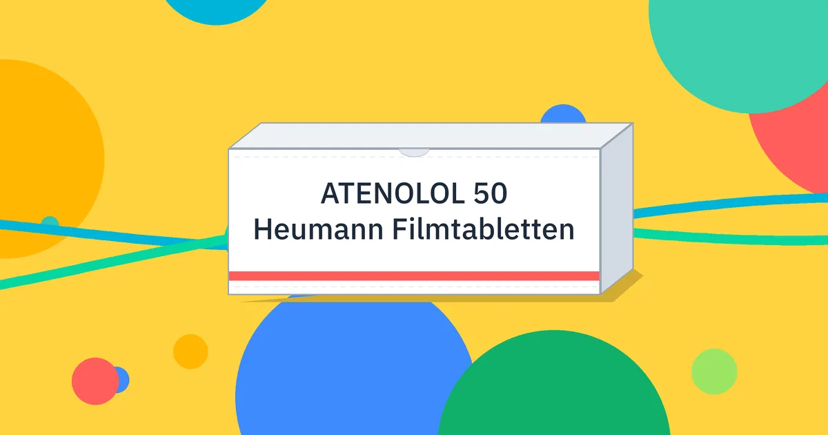 Symbolbild: Packung mit der Aufschrift ATENOLOL 50 Heumann Filmtabletten (PZN 03540607) – Verfügbarkeit und Bezug in Apotheken in Frankfurt am Main