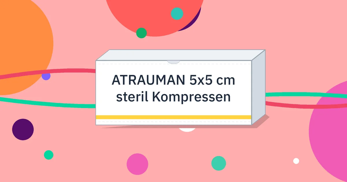 Symbolbild: Packung mit der Aufschrift ATRAUMAN 5x5 cm steril Kompressen (PZN 19267792) – Verfügbarkeit und Bezug in Apotheken in Frankfurt am Main