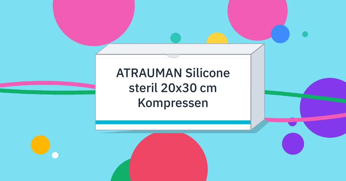 Symbolbild: Packung mit der Aufschrift ATRAUMAN Silicone steril 20x30 cm Kompressen (PZN 10554308) – Verfügbarkeit und Bezug in Apotheken in Frankfurt am Main