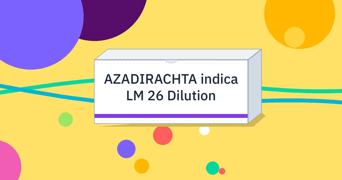 Symbolbild: Packung mit der Aufschrift AZADIRACHTA indica LM 26 Dilution (PZN 13375144) – Verfügbarkeit und Bezug in Apotheken in Frankfurt am Main