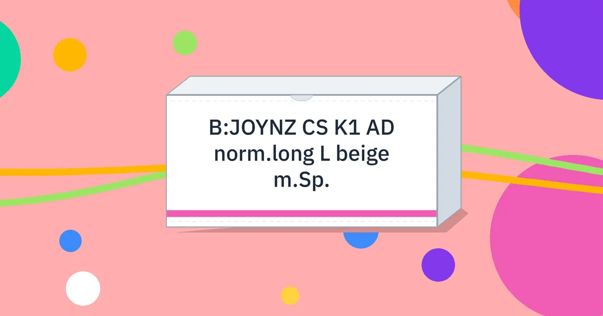 Symbolbild: Packung mit der Aufschrift B:JOYNZ CS K1 AD norm.long L beige m.Sp. (PZN 20527519) – Verfügbarkeit und Bezug in Apotheken in Frankfurt am Main