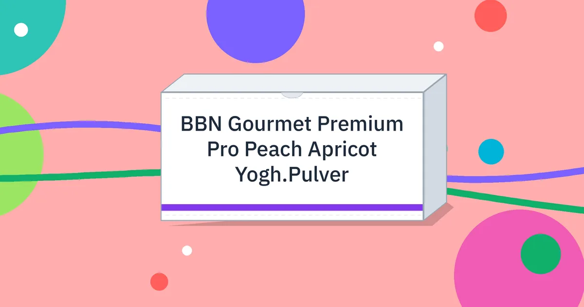 Symbolbild: Packung mit der Aufschrift BBN Gourmet Premium Pro Peach Apricot Yogh.Pulver (PZN 16853667) – Verfügbarkeit und Bezug in Apotheken in Frankfurt am Main