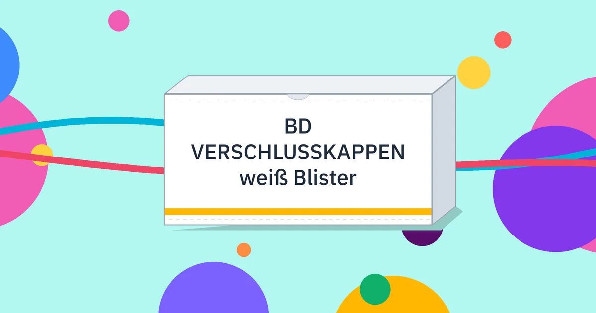 Symbolbild: Packung mit der Aufschrift BD VERSCHLUSSKAPPEN weiß Blister (PZN 01320729) – Verfügbarkeit und Bezug in Apotheken in Frankfurt am Main