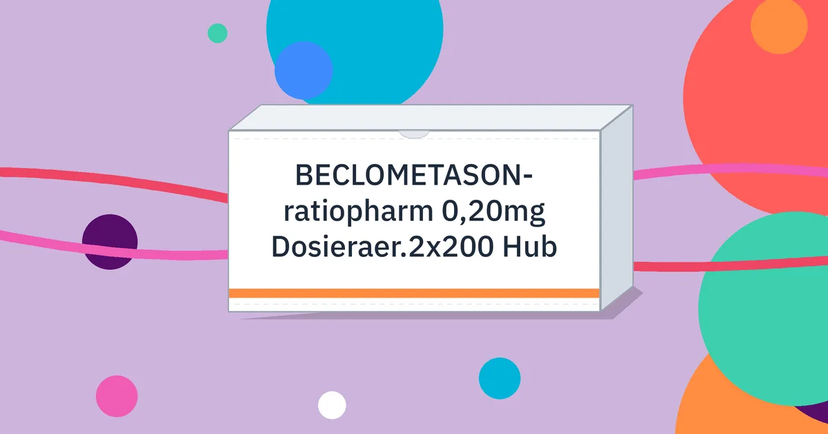 Symbolbild: Packung mit der Aufschrift BECLOMETASON-ratiopharm 0,20mg Dosieraer.2x200 Hub (PZN 01660299) – Verfügbarkeit und Bezug in Apotheken in Frankfurt am Main