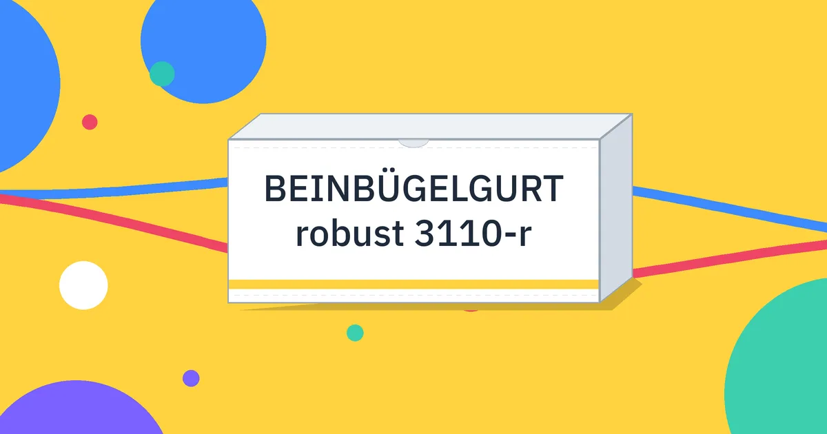 Symbolbild: Packung mit der Aufschrift BEINBÜGELGURT robust 3110-r (PZN 09167322) – Verfügbarkeit und Bezug in Apotheken in Frankfurt am Main