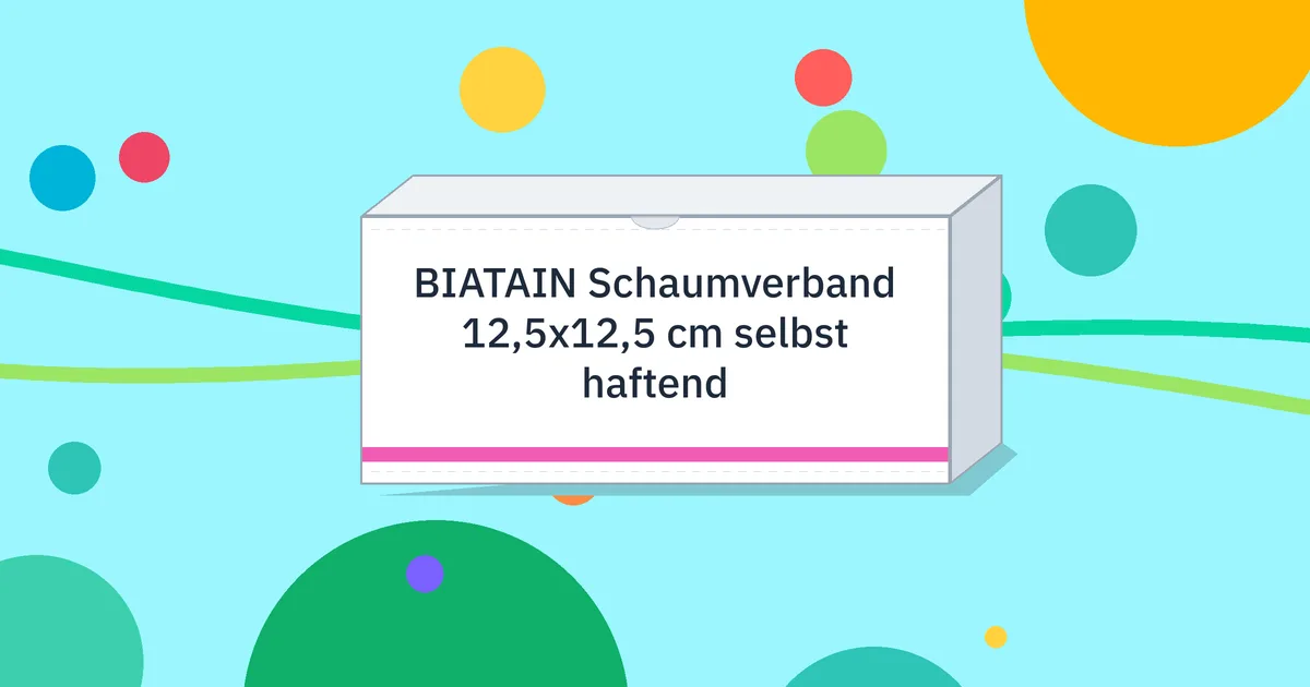 Symbolbild: Packung mit der Aufschrift BIATAIN Schaumverband 12,5x12,5 cm selbst haftend (PZN 01146898) – Verfügbarkeit und Bezug in Apotheken in Frankfurt am Main