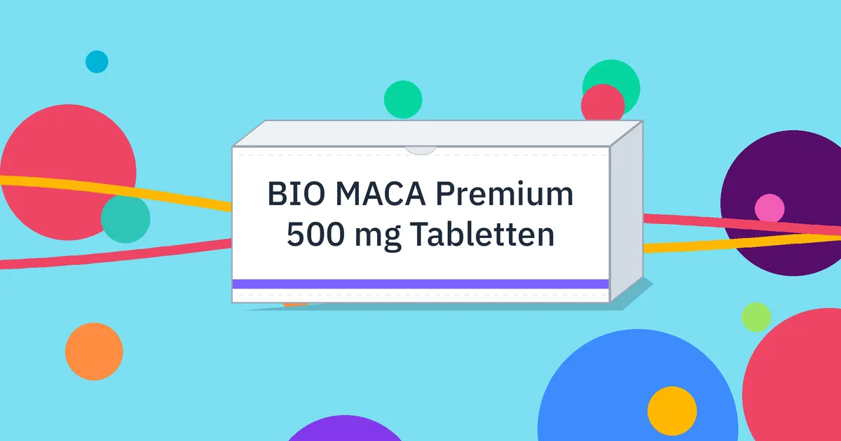 Symbolbild: Packung mit der Aufschrift BIO MACA Premium 500 mg Tabletten (PZN 09464801) – Verfügbarkeit und Bezug in Apotheken in Frankfurt am Main