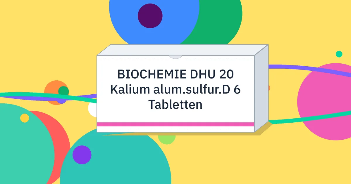 Symbolbild: Packung mit der Aufschrift BIOCHEMIE DHU 20 Kalium alum.sulfur.D 6 Tabletten (PZN 02581538) – Verfügbarkeit und Bezug in Apotheken in Frankfurt am Main