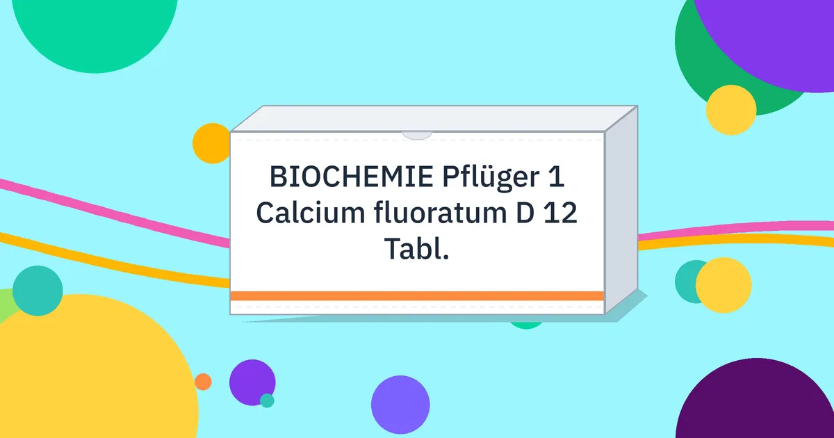 Symbolbild: Packung mit der Aufschrift BIOCHEMIE Pflüger 1 Calcium fluoratum D 12 Tabl. (PZN 06318720) – Verfügbarkeit und Bezug in Apotheken in Frankfurt am Main