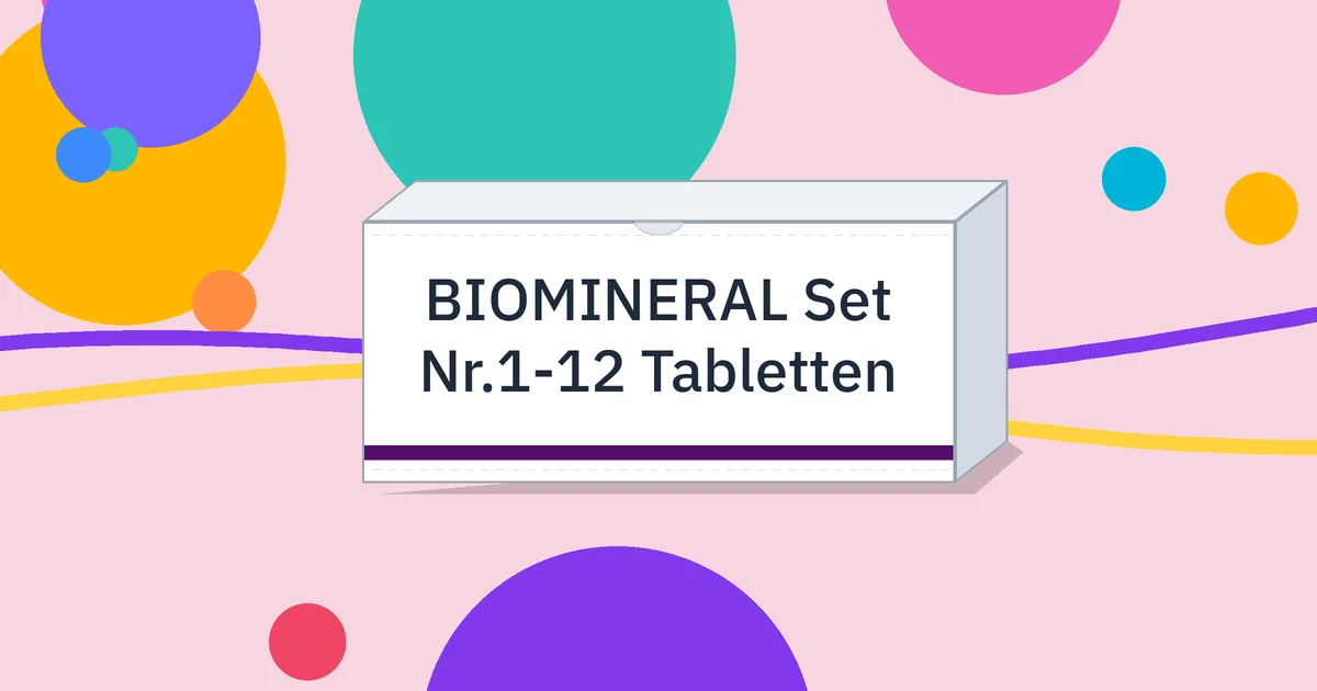 Symbolbild: Packung mit der Aufschrift BIOMINERAL Set Nr.1-12 Tabletten (PZN 06801250) – Verfügbarkeit und Bezug in Apotheken in Frankfurt am Main