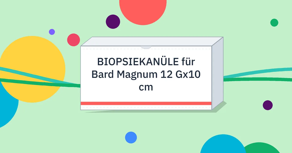Symbolbild: Packung mit der Aufschrift BIOPSIEKANÜLE für Bard Magnum 12 Gx10 cm (PZN 04656619) – Verfügbarkeit und Bezug in Apotheken in Frankfurt am Main
