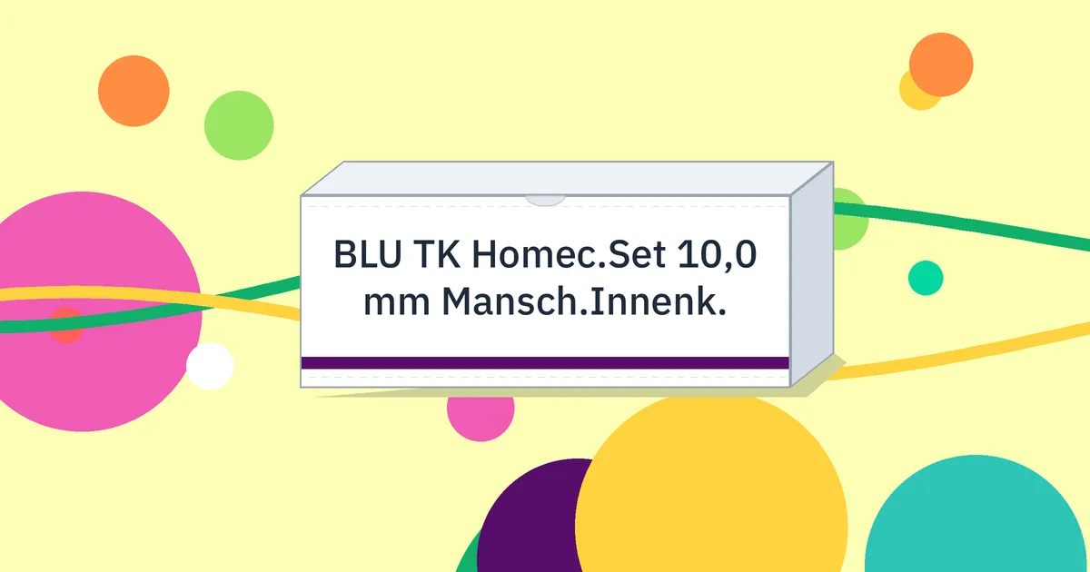 Symbolbild: Packung mit der Aufschrift BLU TK Homec.Set 10,0 mm Mansch.Innenk. (PZN 02150666) – Verfügbarkeit und Bezug in Apotheken in Frankfurt am Main