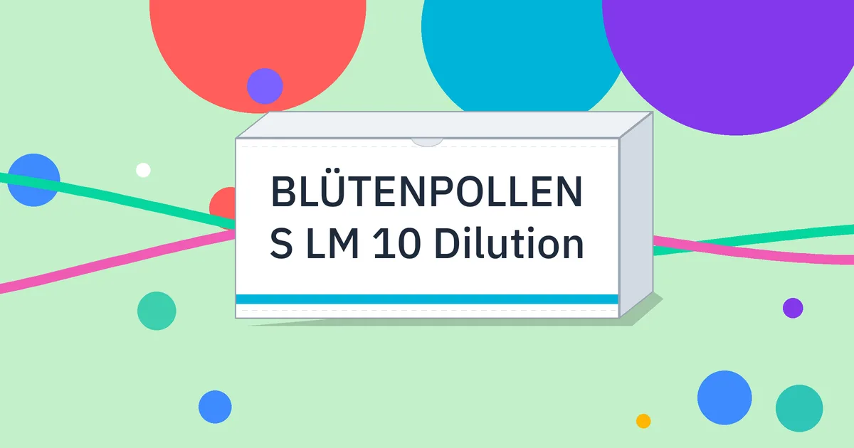 Symbolbild: Packung mit der Aufschrift BLÜTENPOLLEN S LM 10 Dilution (PZN 12795163) – Verfügbarkeit und Bezug in Apotheken in Frankfurt am Main