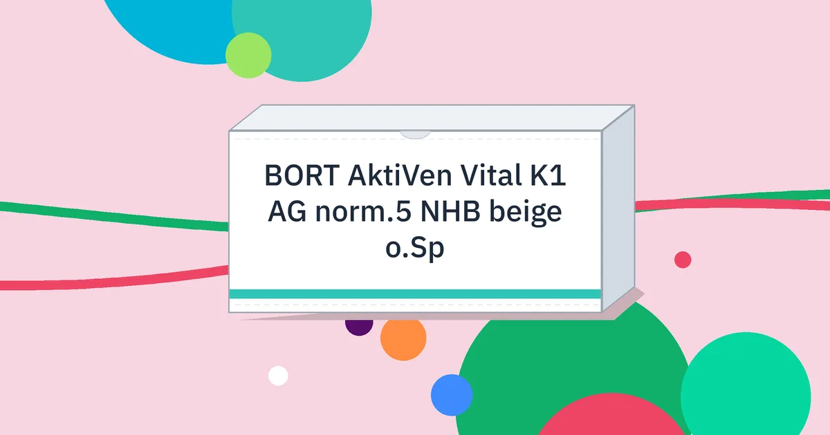 Symbolbild: Packung mit der Aufschrift BORT AktiVen Vital K1 AG norm.5 NHB beige o.Sp (PZN 13730763) – Verfügbarkeit und Bezug in Apotheken in Frankfurt am Main