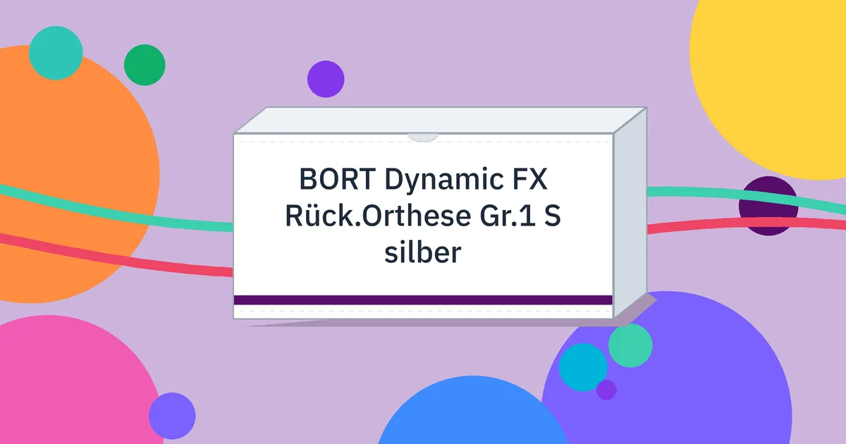 Symbolbild: Packung mit der Aufschrift BORT Dynamic FX Rück.Orthese Gr.1 S silber (PZN 07669203) – Verfügbarkeit und Bezug in Apotheken in Frankfurt am Main