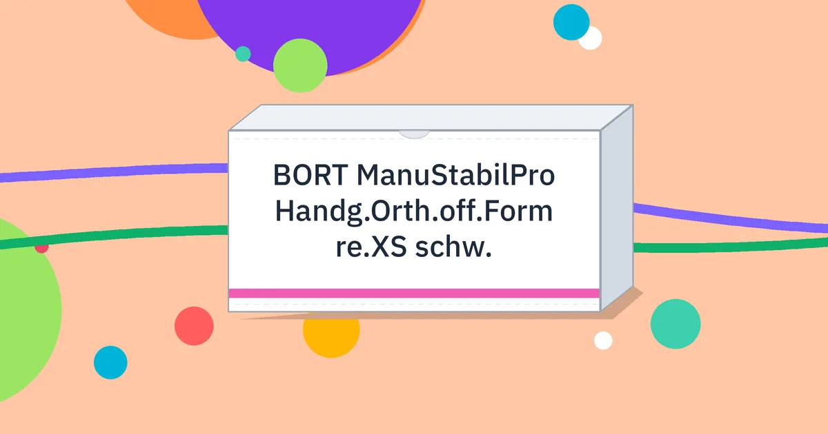Symbolbild: Packung mit der Aufschrift BORT ManuStabilPro Handg.Orth.off.Form re.XS schw. (PZN 11583571) – Verfügbarkeit und Bezug in Apotheken in Frankfurt am Main