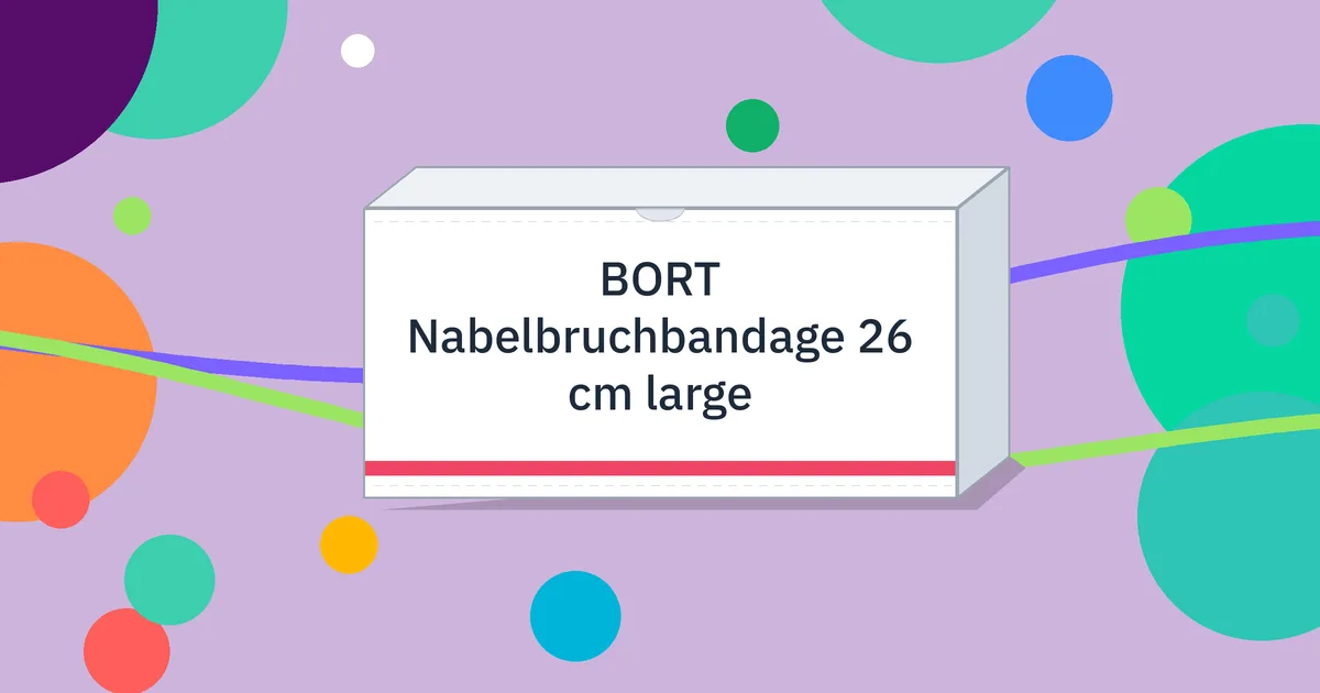 Symbolbild: Packung mit der Aufschrift BORT Nabelbruchbandage 26 cm large (PZN 20105675) – Verfügbarkeit und Bezug in Apotheken in Frankfurt am Main