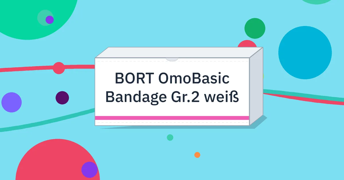Symbolbild: Packung mit der Aufschrift BORT OmoBasic Bandage Gr.2 weiß (PZN 05539258) – Verfügbarkeit und Bezug in Apotheken in Frankfurt am Main