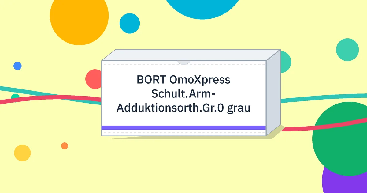 Symbolbild: Packung mit der Aufschrift BORT OmoXpress Schult.Arm-Adduktionsorth.Gr.0 grau (PZN 16318224) – Verfügbarkeit und Bezug in Apotheken in Frankfurt am Main