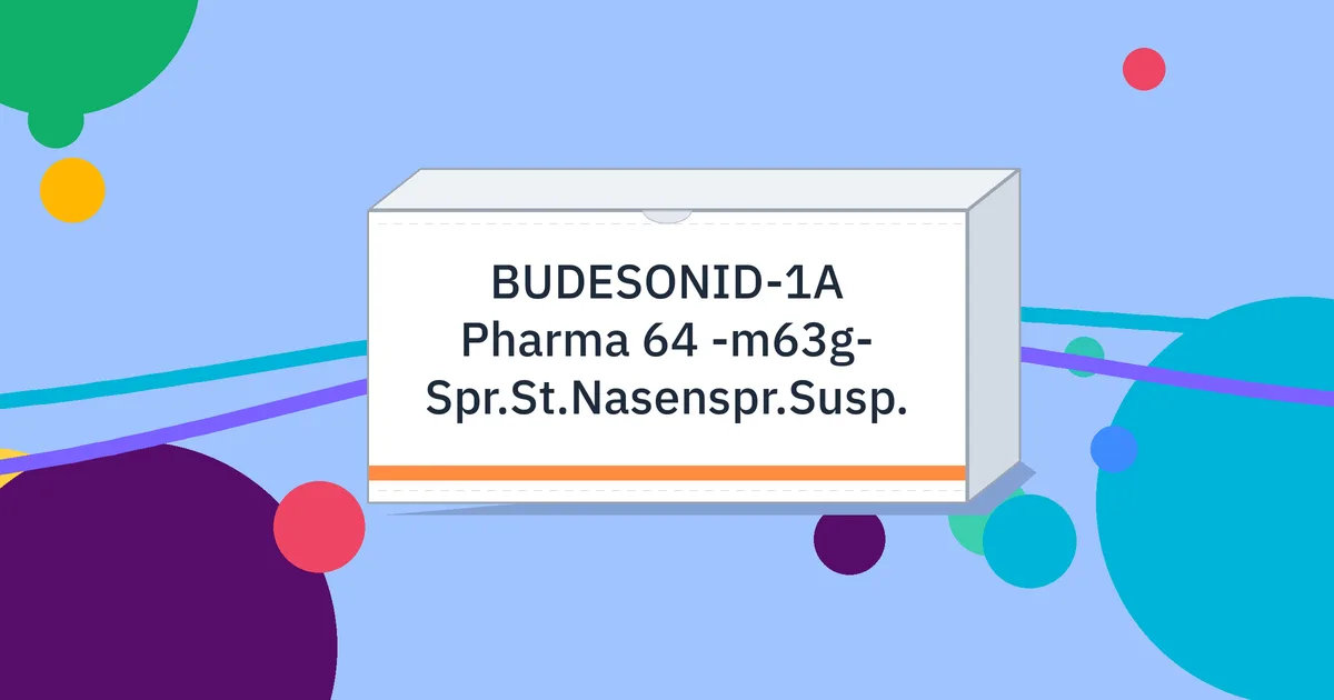 Symbolbild: Packung mit der Aufschrift BUDESONID-1A Pharma 64 -m63g-Spr.St.Nasenspr.Susp. (PZN 05391790) – Verfügbarkeit und Bezug in Apotheken in Frankfurt am Main