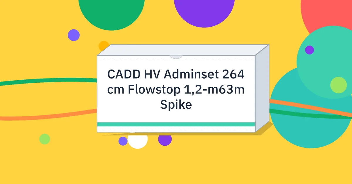 Symbolbild: Packung mit der Aufschrift CADD HV Adminset 264 cm Flowstop 1,2-m63m Spike (PZN 16786095) – Verfügbarkeit und Bezug in Apotheken in Frankfurt am Main