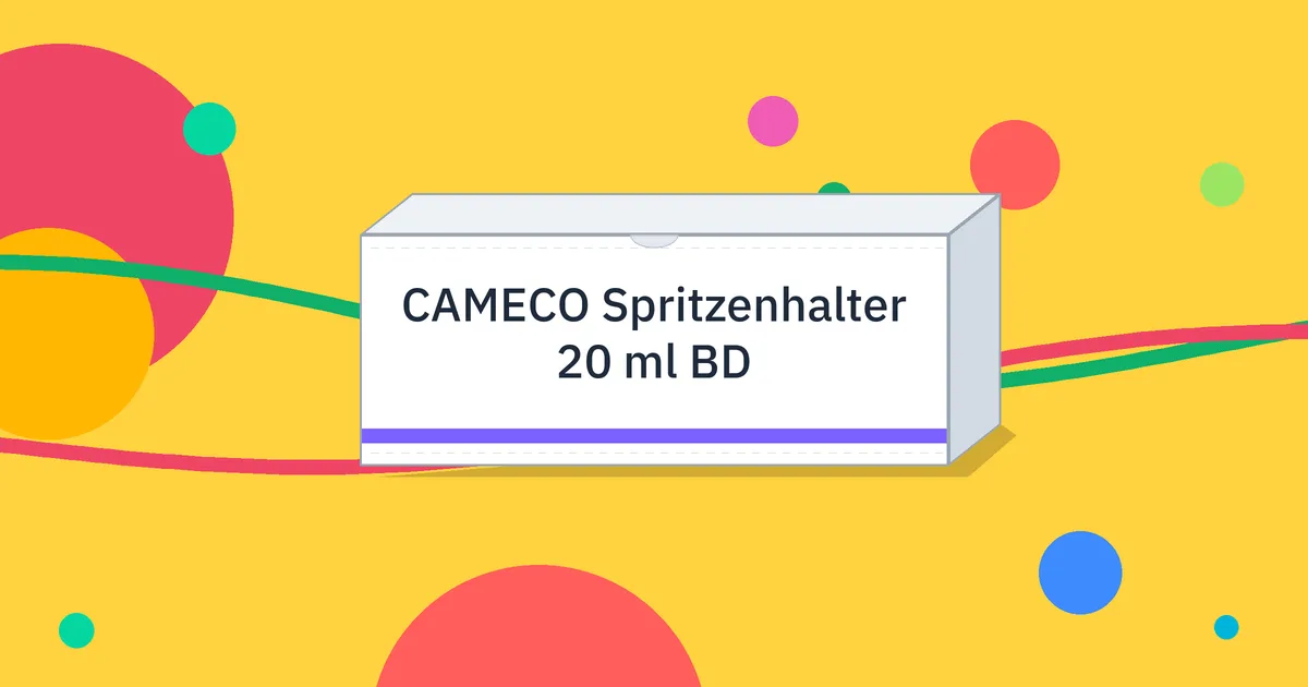 Symbolbild: Packung mit der Aufschrift CAMECO Spritzenhalter 20 ml BD (PZN 06771690) – Verfügbarkeit und Bezug in Apotheken in Frankfurt am Main