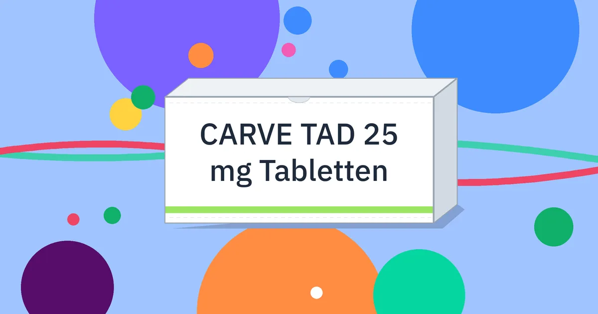 Symbolbild: Packung mit der Aufschrift CARVE TAD 25 mg Tabletten (PZN 00014717) – Verfügbarkeit und Bezug in Apotheken in Frankfurt am Main