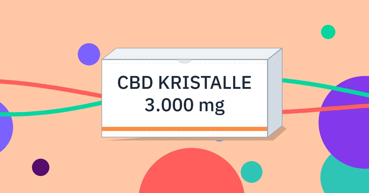 Symbolbild: Packung mit der Aufschrift CBD KRISTALLE 3.000 mg (PZN 15300475) – Verfügbarkeit und Bezug in Apotheken in Frankfurt am Main