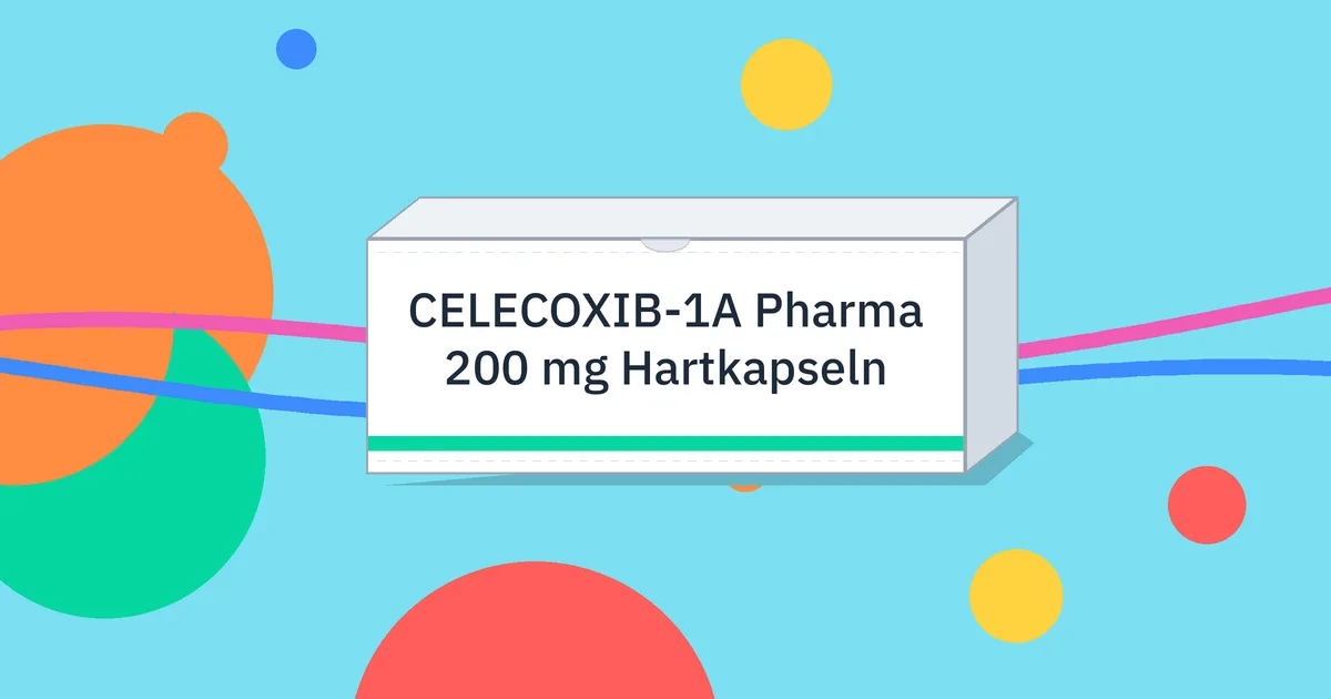 Symbolbild: Packung mit der Aufschrift CELECOXIB-1A Pharma 200 mg Hartkapseln (PZN 10526660) – Verfügbarkeit und Bezug in Apotheken in Frankfurt am Main