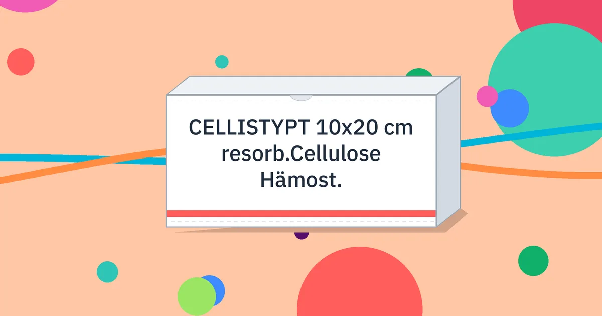 Symbolbild: Packung mit der Aufschrift CELLISTYPT 10x20 cm resorb.Cellulose Hämost. (PZN 15261315) – Verfügbarkeit und Bezug in Apotheken in Frankfurt am Main