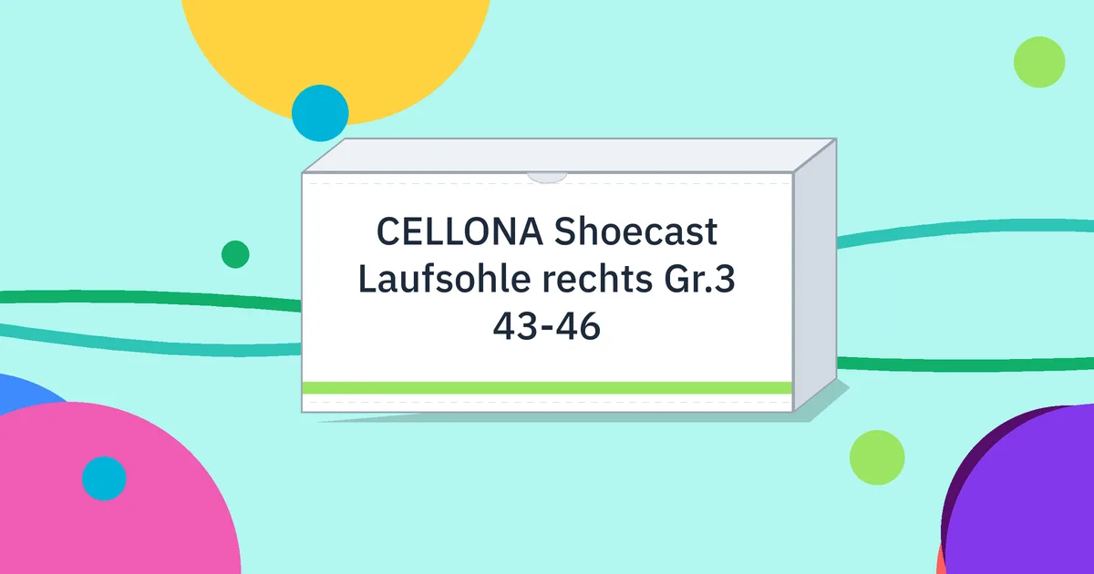 Symbolbild: Packung mit der Aufschrift CELLONA Shoecast Laufsohle rechts Gr.3 43-46 (PZN 03630368) – Verfügbarkeit und Bezug in Apotheken in Frankfurt am Main