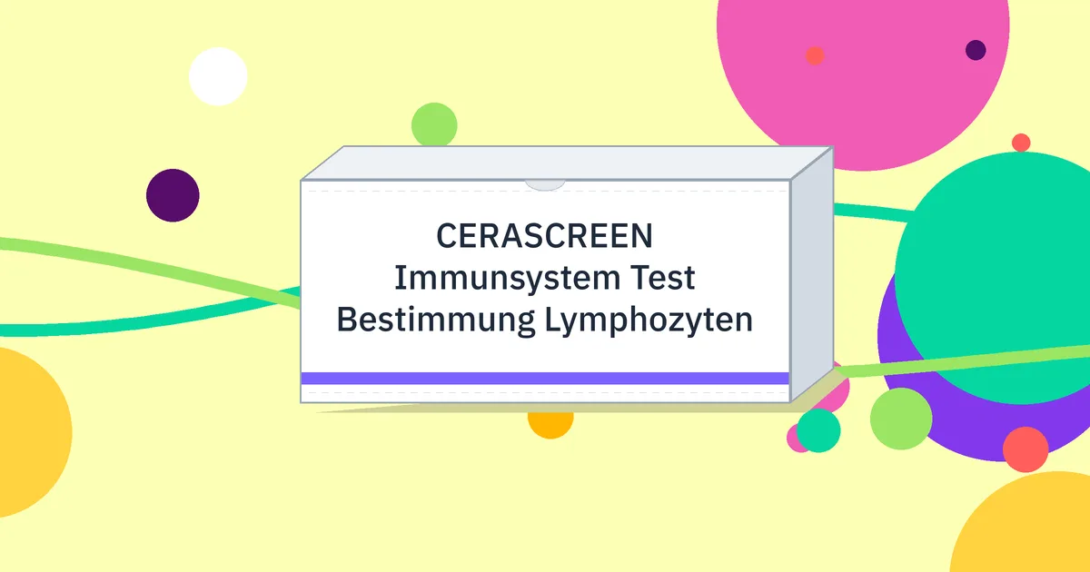 Symbolbild: Packung mit der Aufschrift CERASCREEN Immunsystem Test Bestimmung Lymphozyten (PZN 17295962) – Verfügbarkeit und Bezug in Apotheken in Frankfurt am Main