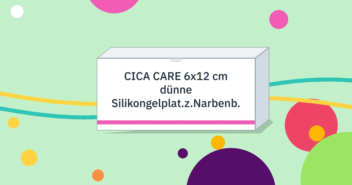 Symbolbild: Packung mit der Aufschrift CICA CARE 6x12 cm dünne Silikongelplat.z.Narbenb. (PZN 06099123) – Verfügbarkeit und Bezug in Apotheken in Frankfurt am Main