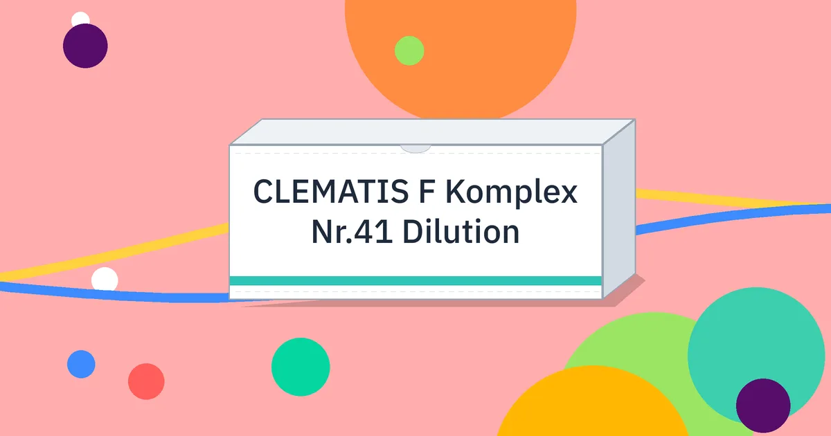 Symbolbild: Packung mit der Aufschrift CLEMATIS F Komplex Nr.41 Dilution (PZN 04566170) – Verfügbarkeit und Bezug in Apotheken in Frankfurt am Main