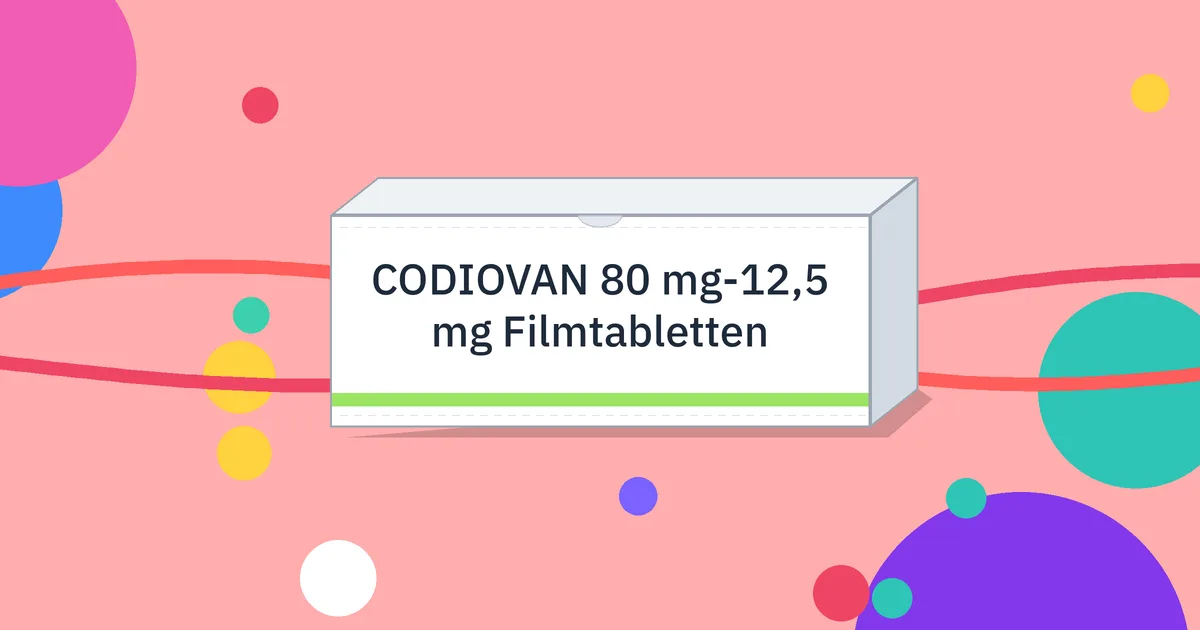 Symbolbild: Packung mit der Aufschrift CODIOVAN 80 mg-12,5 mg Filmtabletten (PZN 08654698) – Verfügbarkeit und Bezug in Apotheken in Frankfurt am Main