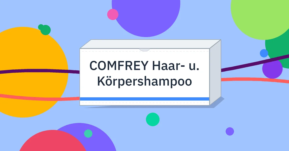 Symbolbild: Packung mit der Aufschrift COMFREY Haar- u. Körpershampoo (PZN 03878772) – Verfügbarkeit und Bezug in Apotheken in Frankfurt am Main