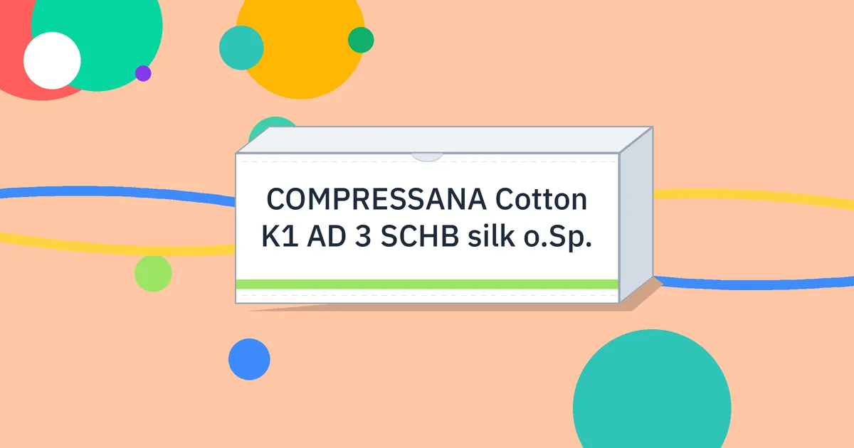 Symbolbild: Packung mit der Aufschrift COMPRESSANA Cotton K1 AD 3 SCHB silk o.Sp. (PZN 16958998) – Verfügbarkeit und Bezug in Apotheken in Frankfurt am Main