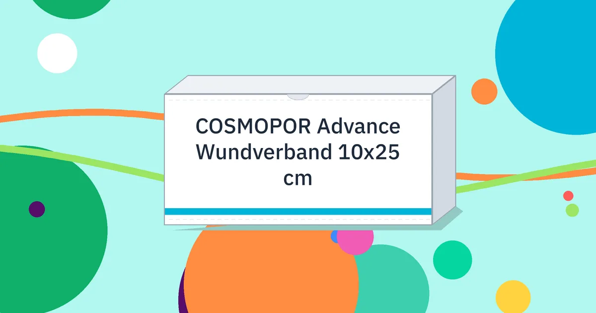 Symbolbild: Packung mit der Aufschrift COSMOPOR Advance Wundverband 10x25 cm (PZN 19699439) – Verfügbarkeit und Bezug in Apotheken in Frankfurt am Main