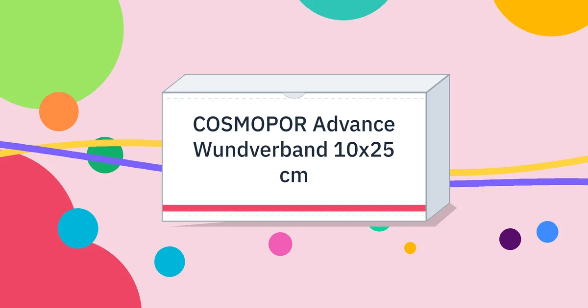 Symbolbild: Packung mit der Aufschrift COSMOPOR Advance Wundverband 10x25 cm (PZN 20573703) – Verfügbarkeit und Bezug in Apotheken in Frankfurt am Main