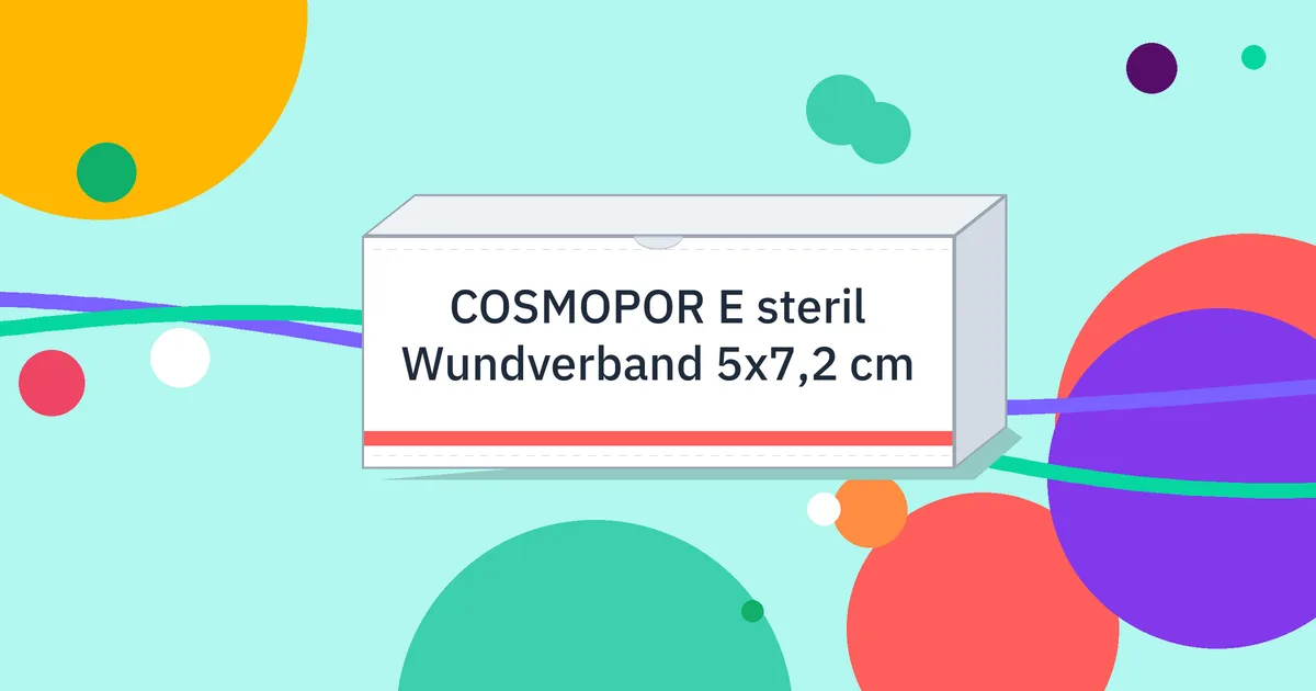 Symbolbild: Packung mit der Aufschrift COSMOPOR E steril Wundverband 5x7,2 cm (PZN 19214844) – Verfügbarkeit und Bezug in Apotheken in Frankfurt am Main