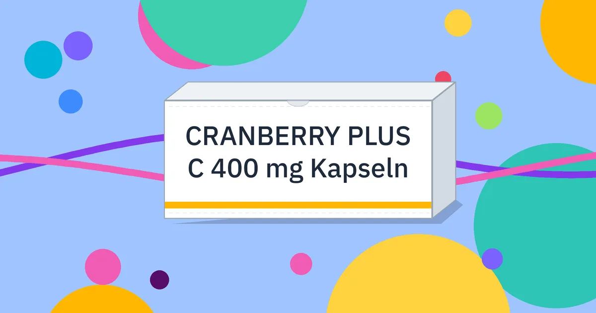 Symbolbild: Packung mit der Aufschrift CRANBERRY PLUS C 400 mg Kapseln (PZN 03296449) – Verfügbarkeit und Bezug in Apotheken in Frankfurt am Main