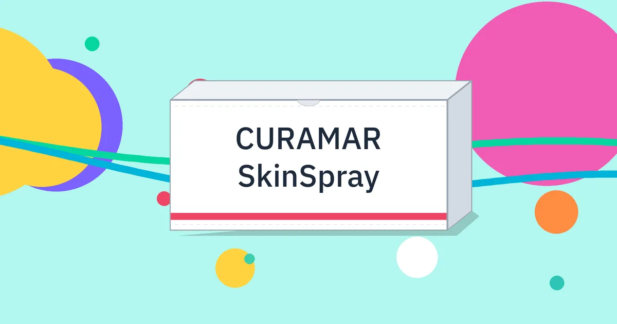 Symbolbild: Packung mit der Aufschrift CURAMAR SkinSpray (PZN 09627516) – Verfügbarkeit und Bezug in Apotheken in Frankfurt am Main