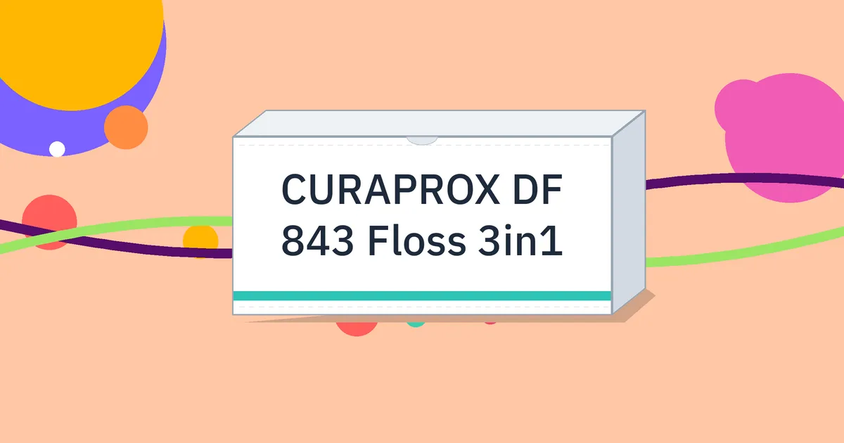 Symbolbild: Packung mit der Aufschrift CURAPROX DF 843 Floss 3in1 (PZN 01906895) – Verfügbarkeit und Bezug in Apotheken in Frankfurt am Main