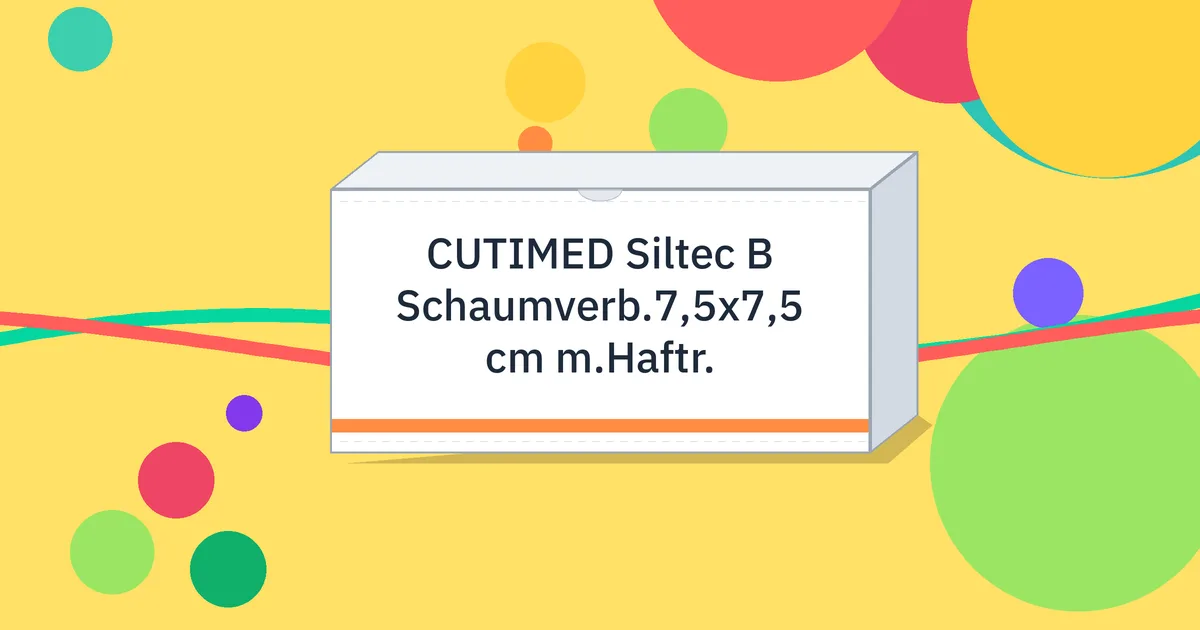 Symbolbild: Packung mit der Aufschrift CUTIMED Siltec B Schaumverb.7,5x7,5 cm m.Haftr. (PZN 16595633) – Verfügbarkeit und Bezug in Apotheken in Frankfurt am Main