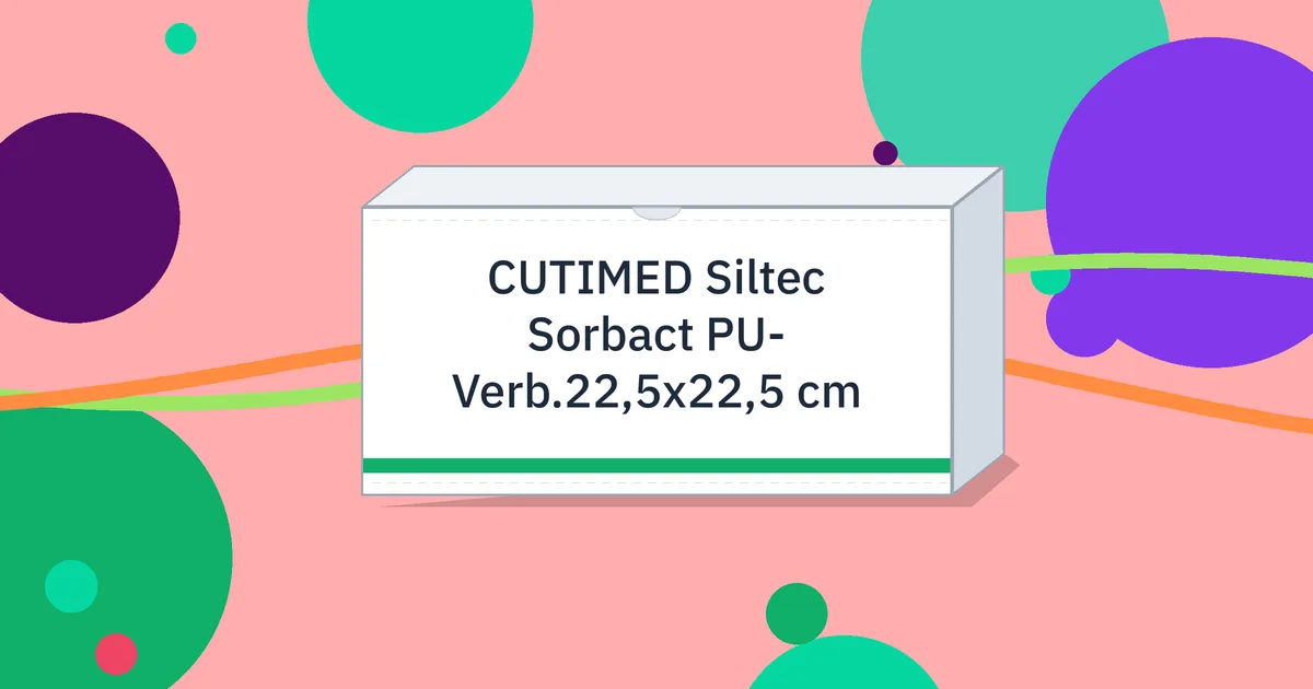 Symbolbild: Packung mit der Aufschrift CUTIMED Siltec Sorbact PU-Verb.22,5x22,5 cm (PZN 16828758) – Verfügbarkeit und Bezug in Apotheken in Frankfurt am Main