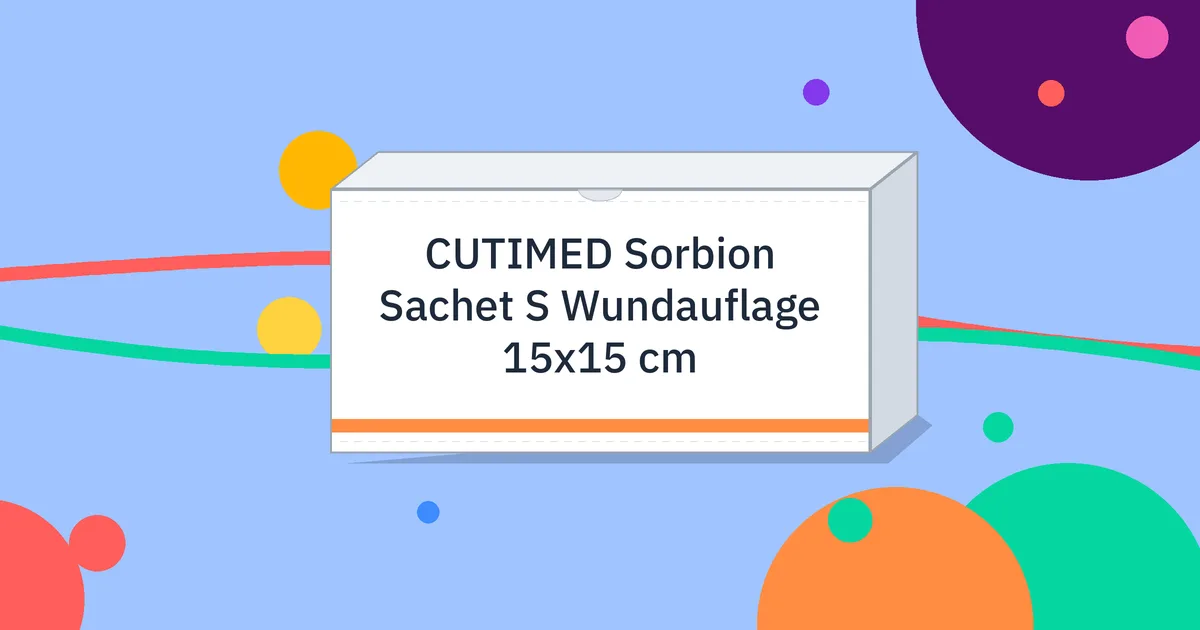 Symbolbild: Packung mit der Aufschrift CUTIMED Sorbion Sachet S Wundauflage 15x15 cm (PZN 11361445) – Verfügbarkeit und Bezug in Apotheken in Frankfurt am Main