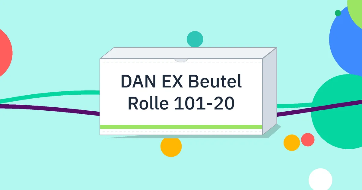 Symbolbild: Packung mit der Aufschrift DAN EX Beutel Rolle 101-20 (PZN 01065912) – Verfügbarkeit und Bezug in Apotheken in Frankfurt am Main