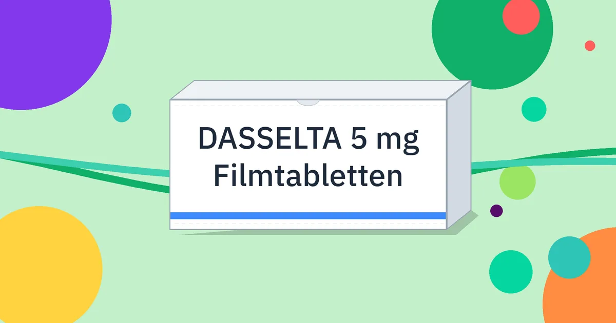 Symbolbild: Packung mit der Aufschrift DASSELTA 5 mg Filmtabletten (PZN 09884532) – Verfügbarkeit und Bezug in Apotheken in Frankfurt am Main