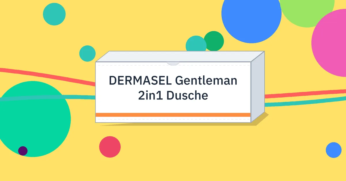 Symbolbild: Packung mit der Aufschrift DERMASEL Gentleman 2in1 Dusche (PZN 17889673) – Verfügbarkeit und Bezug in Apotheken in Frankfurt am Main